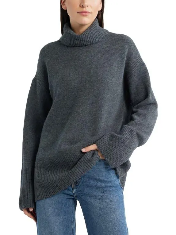 Nordstrom Wool And Cashmere Turtleneck Sweater - Grey Onyx Heather