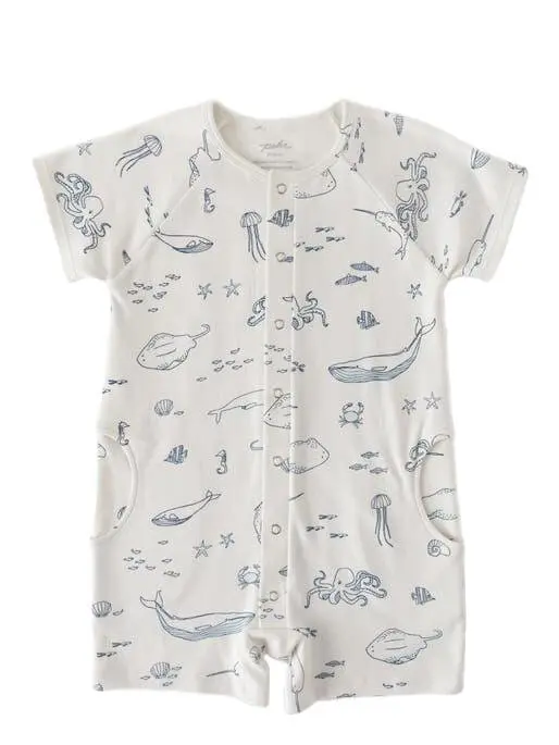 PEHR Print Short Sleeve Organic Cotton Romper - Life Aquatic