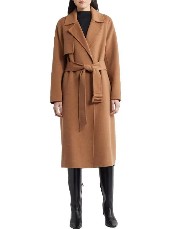 Bcbgmaxazria Houndstooth Patterned Double-face Belted Coat - Camel