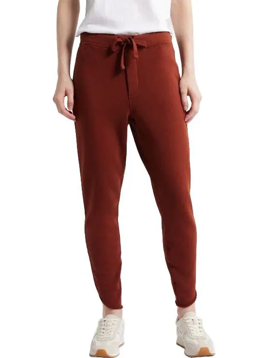 Frank & Eileen Christine Raw Tulip Hem Cotton Fleece Joggers - Redwood