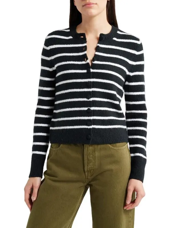 Madewell Kensington Cardigan - White And Black Stri