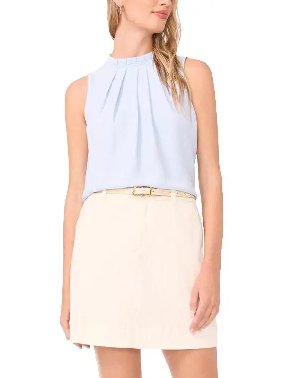 Vince Camuto Pleated Mock Neck Sleeveless Top - Sky