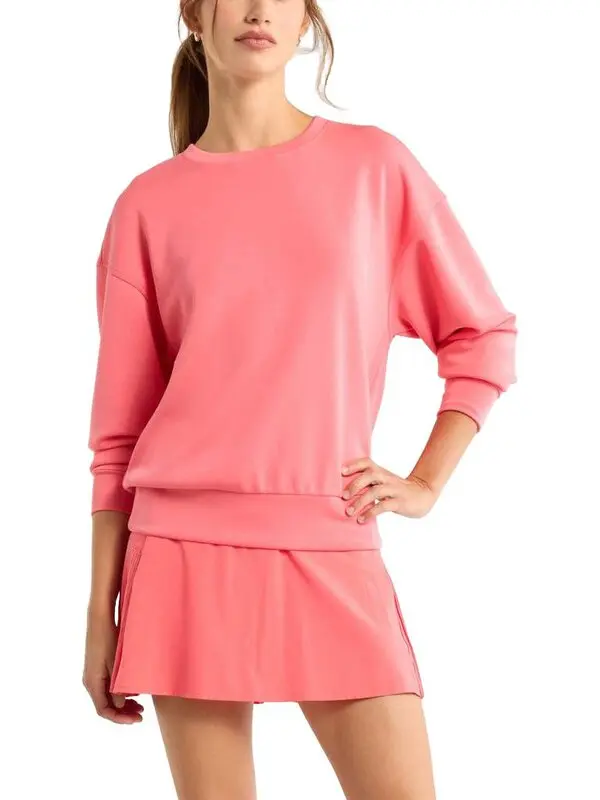 Zella Soft Luxe Boxy Crew Sweatshirt - Coral Sharon