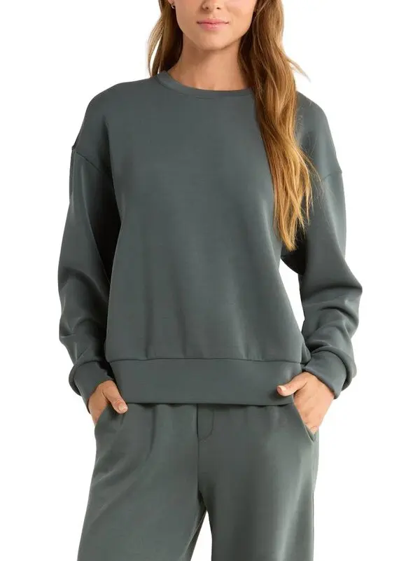 Zella Ultra Soft Boxy Crew Sweatshirt - Green Urban