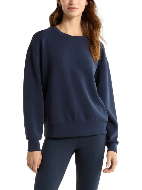 Zella Ultrasoft Boxy Crewneck Sweatshirt - Navy Sapphire