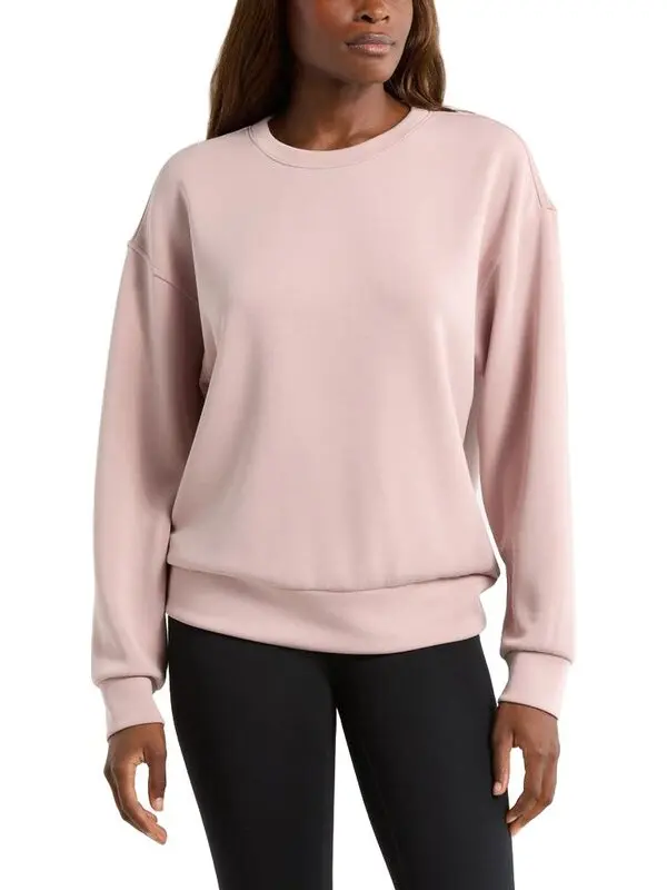 Zella Ultra Soft Boxy Crew Sweatshirt - Pink Fawn