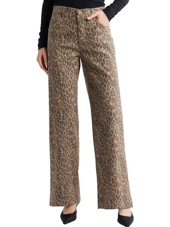 Wit & Wisdom Gracie Skyrise Double Side Seam Wide Leg Jeans - Brown/black Multi