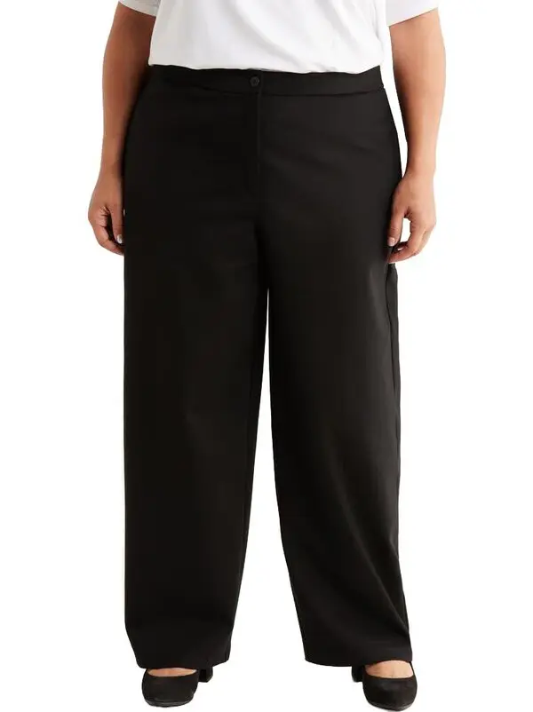 Eileen Fisher Straight Leg Double-knit Trousers - Black