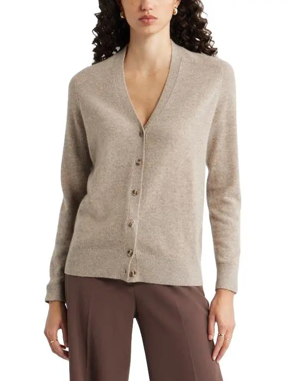 Nordstrom Cashmere V-neck Cardigan - Beige Bliss