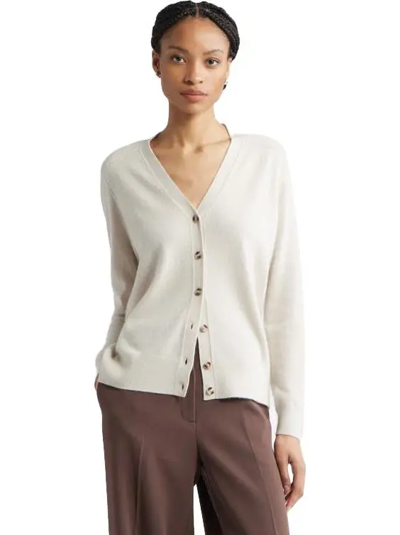 Nordstrom Cashmere V-neck Cardigan - Ivory Sand