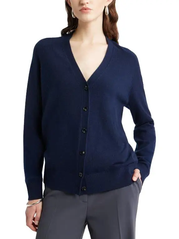 Nordstrom Cashmere V-neck Cardigan - Navy Night