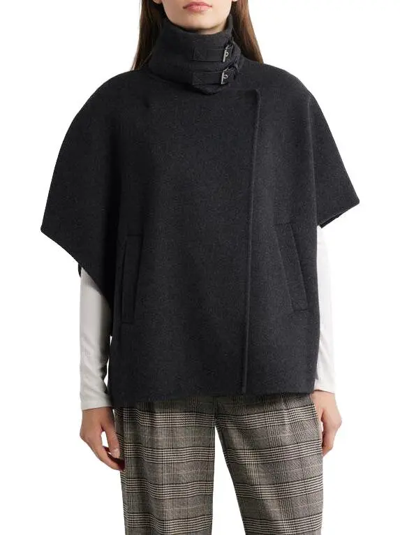Michael Kors Double Face Wool Blend Cape - Charcoal