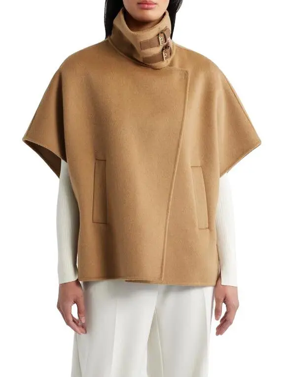 Michael Kors Double Face Wool Blend Cape - Dark Camel