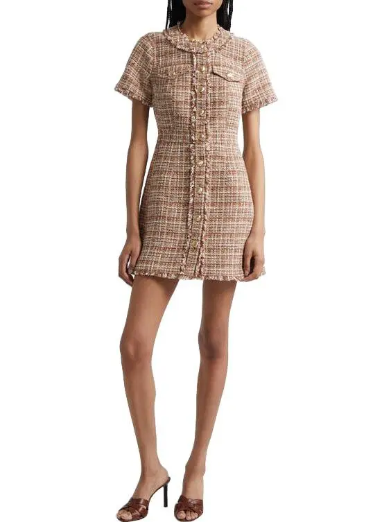 Cinq À Sept Larissa Tweed Minidress - Nutmeg