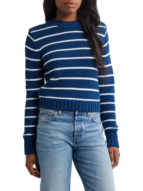 Madewell Stripe Relaxed Cotton Sweater - Ink And White Stripe