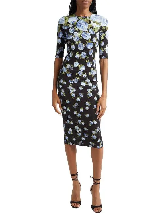 Alice + Olivia Delora Floral Jersey Midi Dress - Smell The Roses