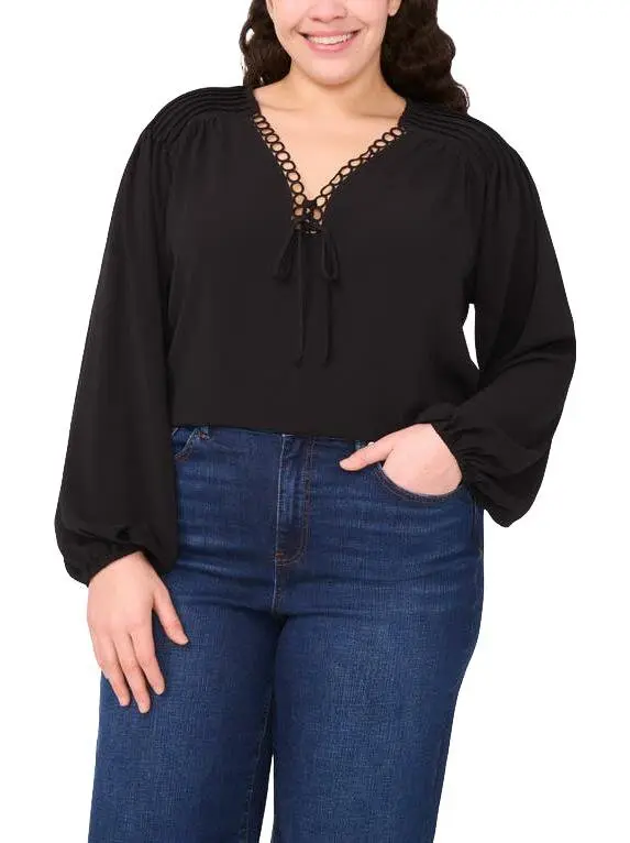 CECE DUPRAZ Lace Pintuck Top - Rich Black