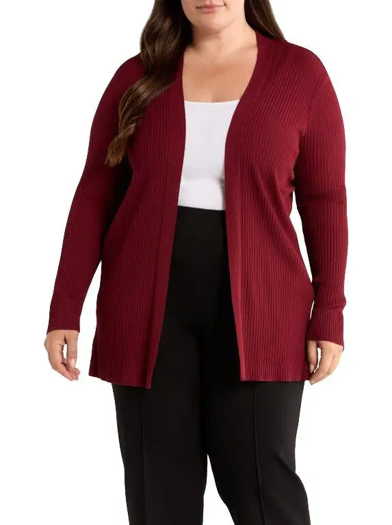 Jones New York Sutton Ribbed Longline Cardigan - Bordeaux