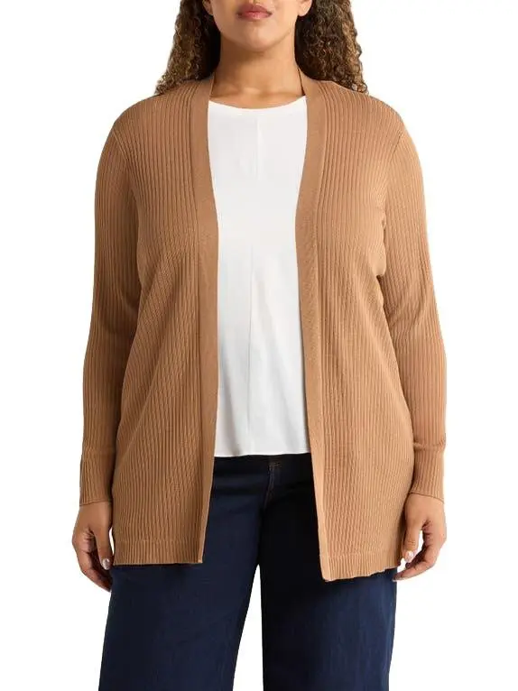 Jones New York Sutton Ribbed Longline Cardigan - Caramel
