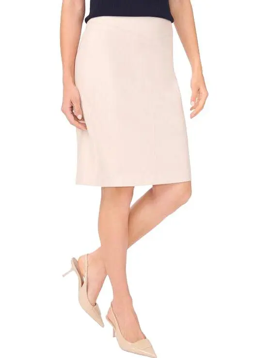 Halogen Waistband Seam Detail Faux Leather Midi Skirt - Moonbeam