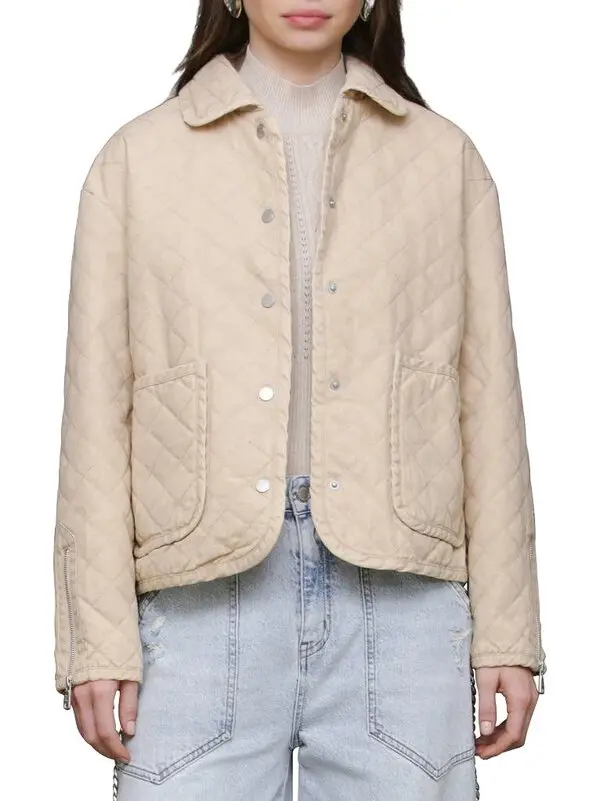 Avec Les Filles Diamond Quilted Cotton Jacket - Ivory