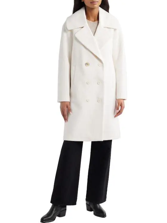 Bernardo Double-breasted Knit Coat - White
