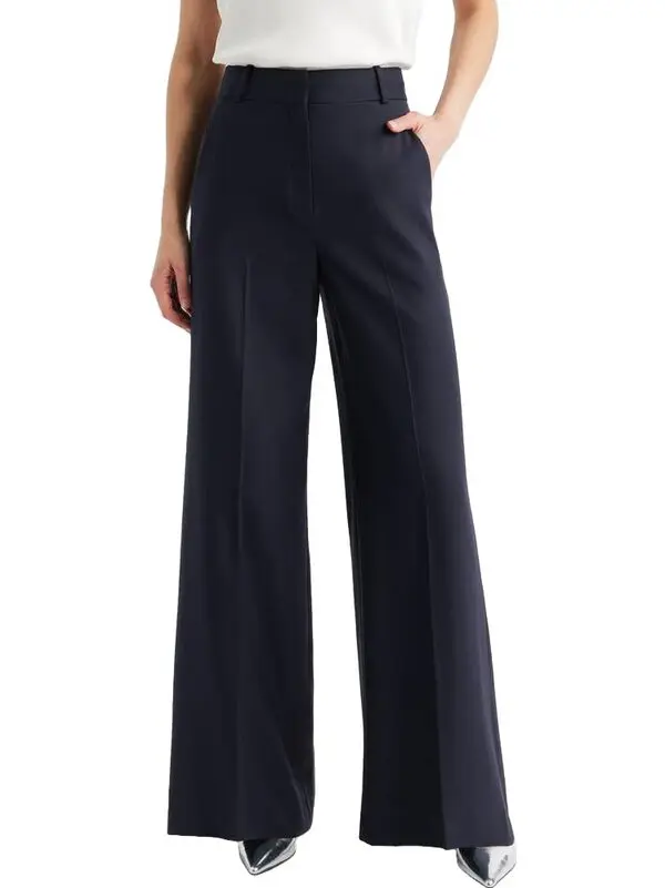 Theory High-waisted Flare Leg Trousers - Dark Navy