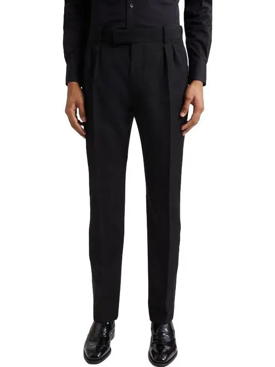 Alexander McQueen Wool Tuxedo Trousers - Black