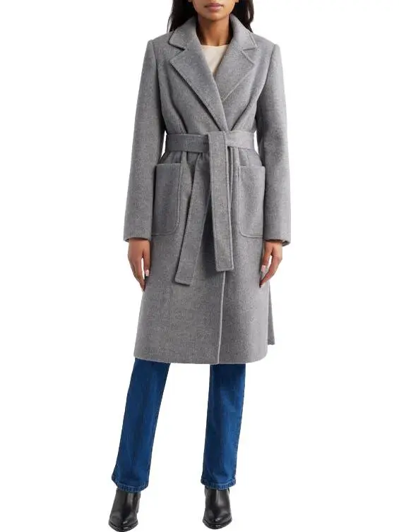 Sam Edelman Longline Wrap Coat - Grey
