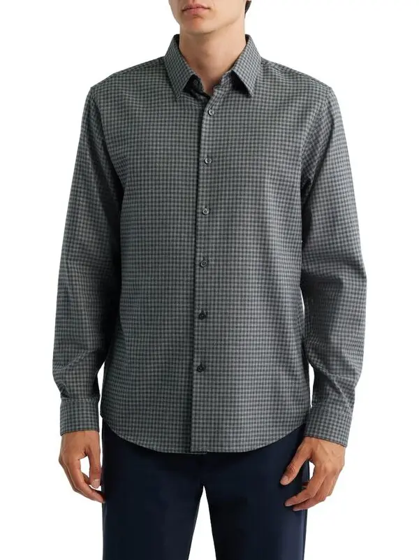 Theory Irving Standard Fit Cotton Gingham Button-up Shirt - Charcoal Multi