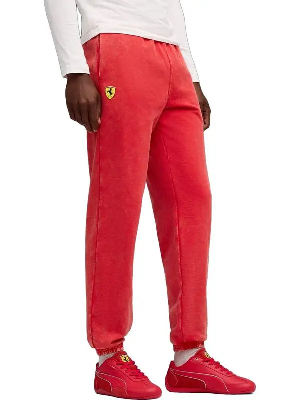 PUMA Scuderia Ferrari Sportswear Logo Cotton Sweatpants - Rosso Corsa