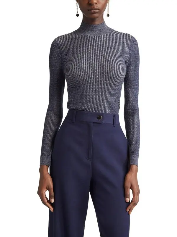 St. John Cable Stitch Sweater - Navy/taupe