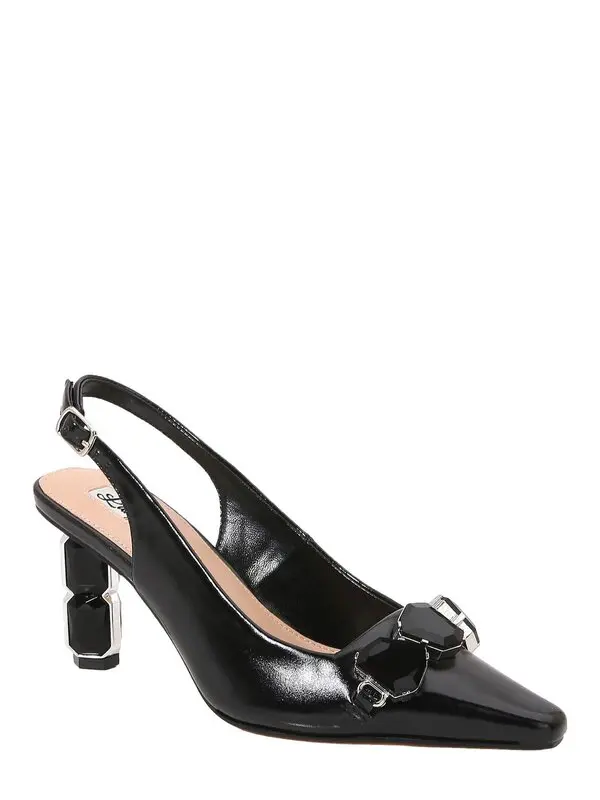 LADY COUTURE Jewel Heel Slingback Pumps - Black
