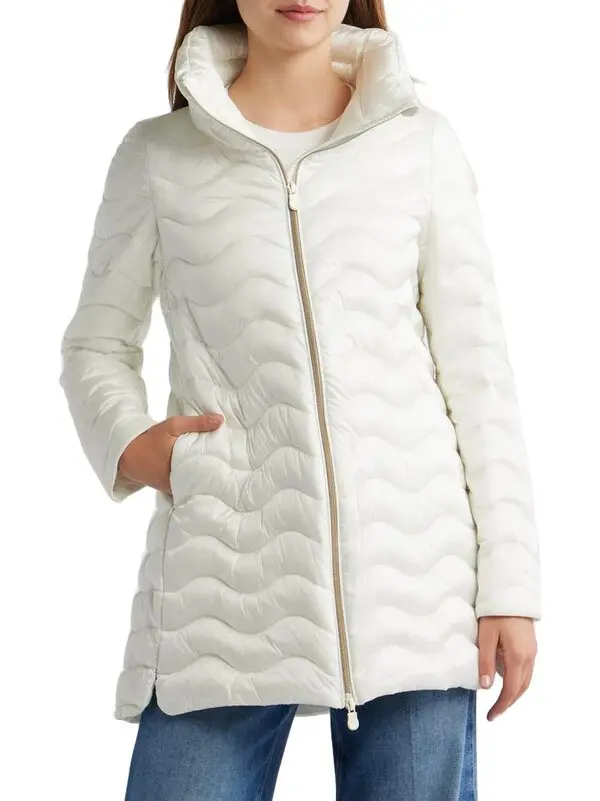 SAVE THE DUCK Livette Wavy Quilted Water Repellent Puffer Jacket - Off White