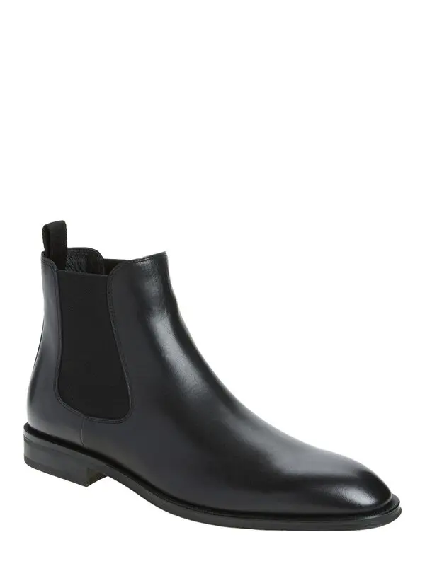 BOSS Plain Toe Leather Chelsea Boot - Black