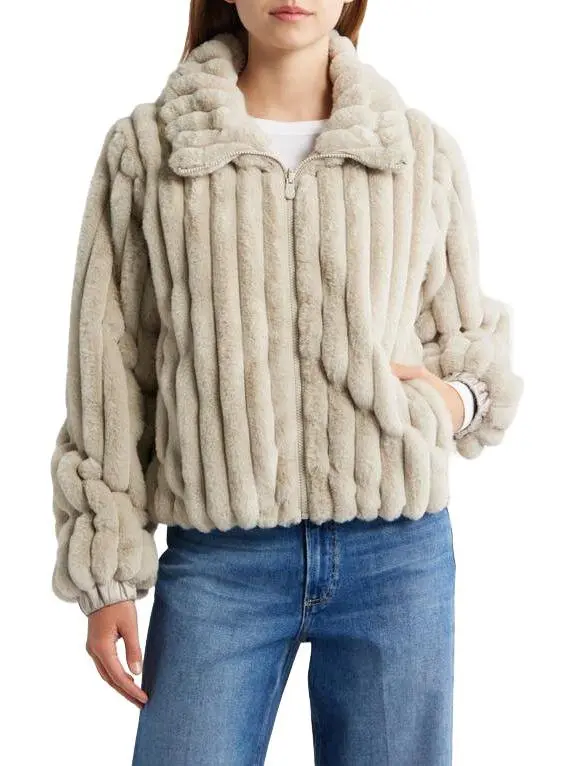 SAVE THE DUCK Elina Faux Fur Jacket - Rainy Beige