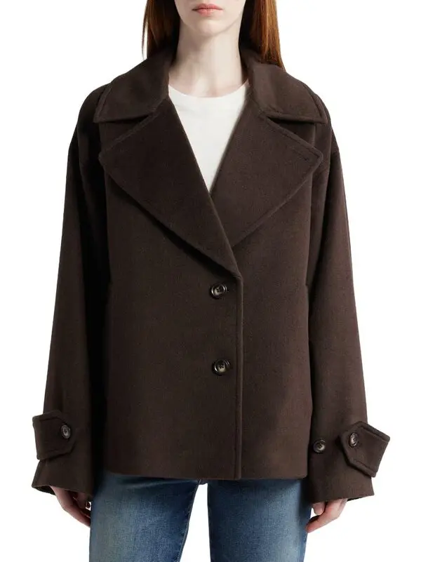 Bernardo Single Breasted Cropped Coat - Seal Brown