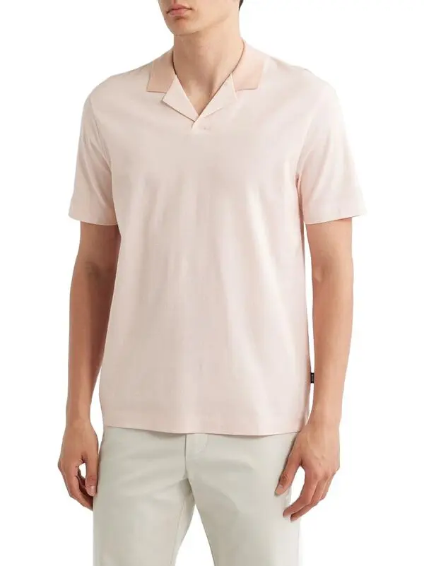 BOSS Pye Textured Johnny Collar Polo - Light Pink
