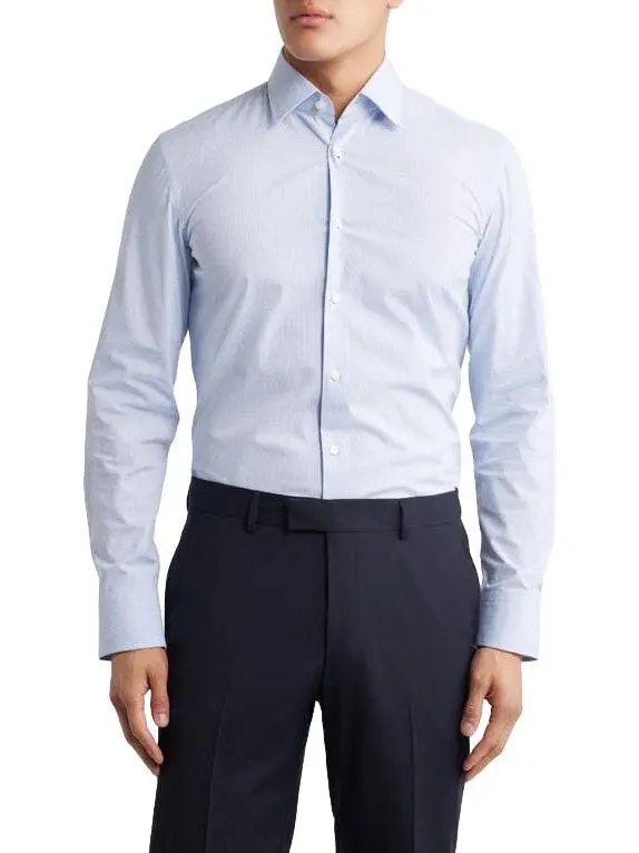 BOSS Hank Kent Slim Fit Performance Stretch Cotton Dress Shirt - Medium Blue