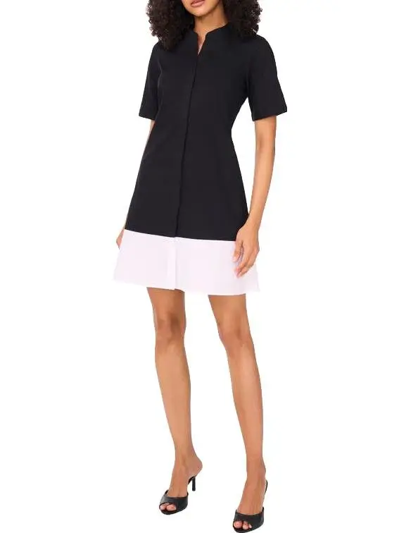 Halogen Two-tone Fit & Flare Shirtdress - Rich Black 060