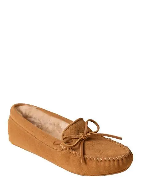 Minnetonka Suede Soft Sole Slipper - Golden Tan