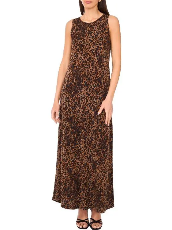 Vince Camuto Animal Print Knit Maxi Dress - Camel
