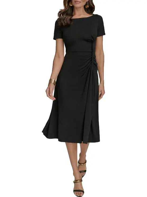 Donna Karan New York Twist Detail Knit Midi Dress - Black