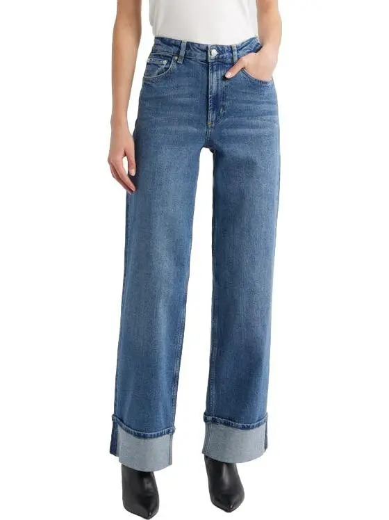 Rails Getty Cuffed Wide-leg Jeans - Rich Indigo Cuffed