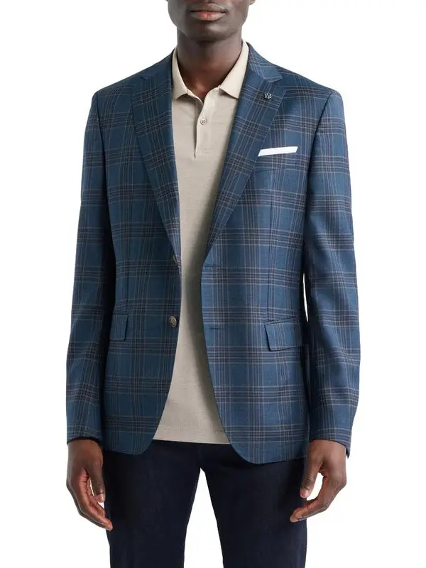 Hugo Boss Hutson Slim-fit Plaid Sport Coat - Open Green