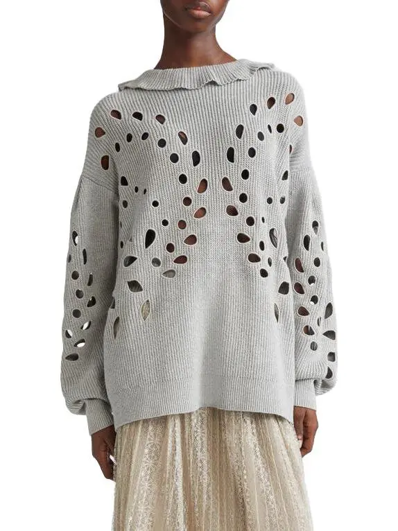 Ulla Johnson Francia Cutout Sweater - Grey Melange