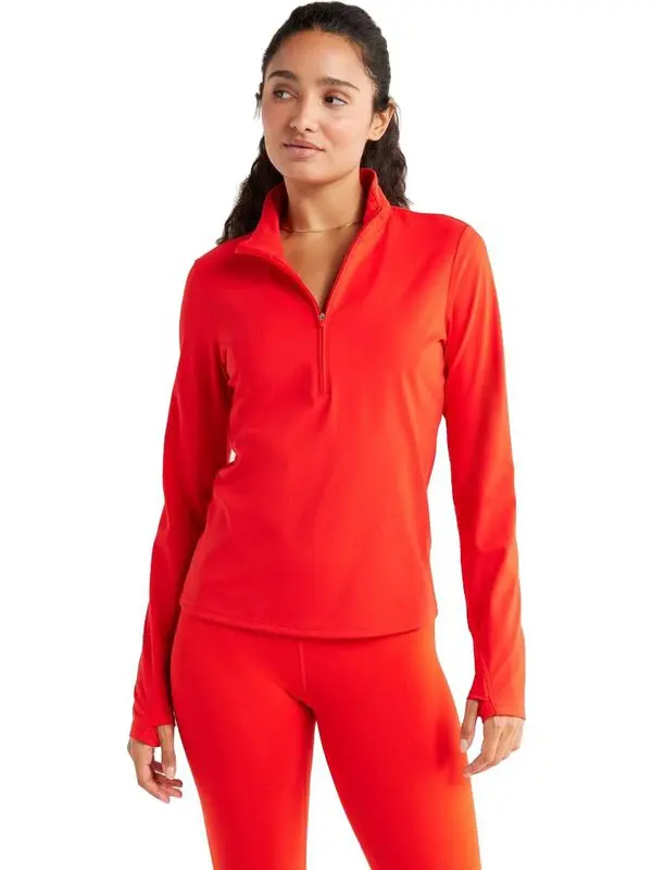 Zella So Soft Active Half Zip Pullover - Red Fiery