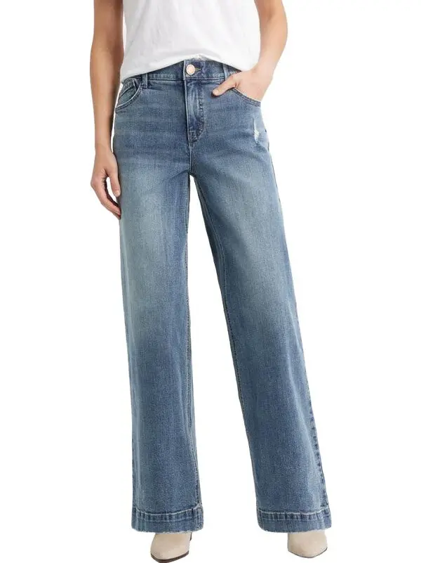 Wit & Wisdom High-waist Wide-leg Jeans - Mid Blue Artisanal