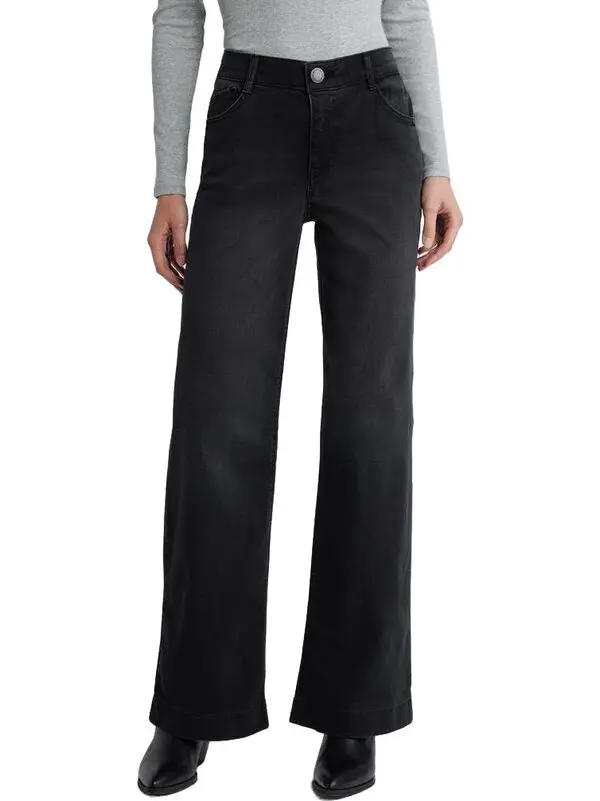 Wit & Wisdom High-waist Wide-leg Jeans - Washed Black