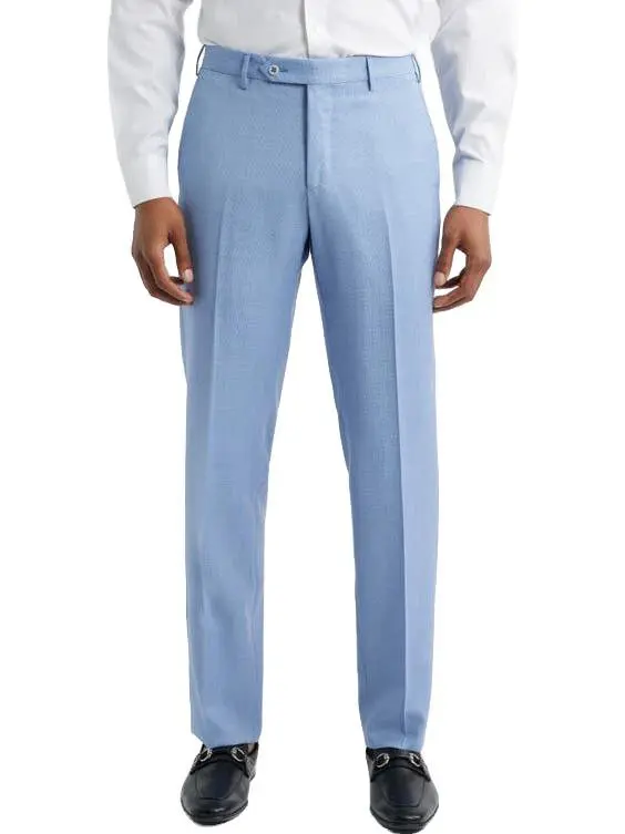 Zanella Parker Flat Front Wool Dress Pants - Light Blue